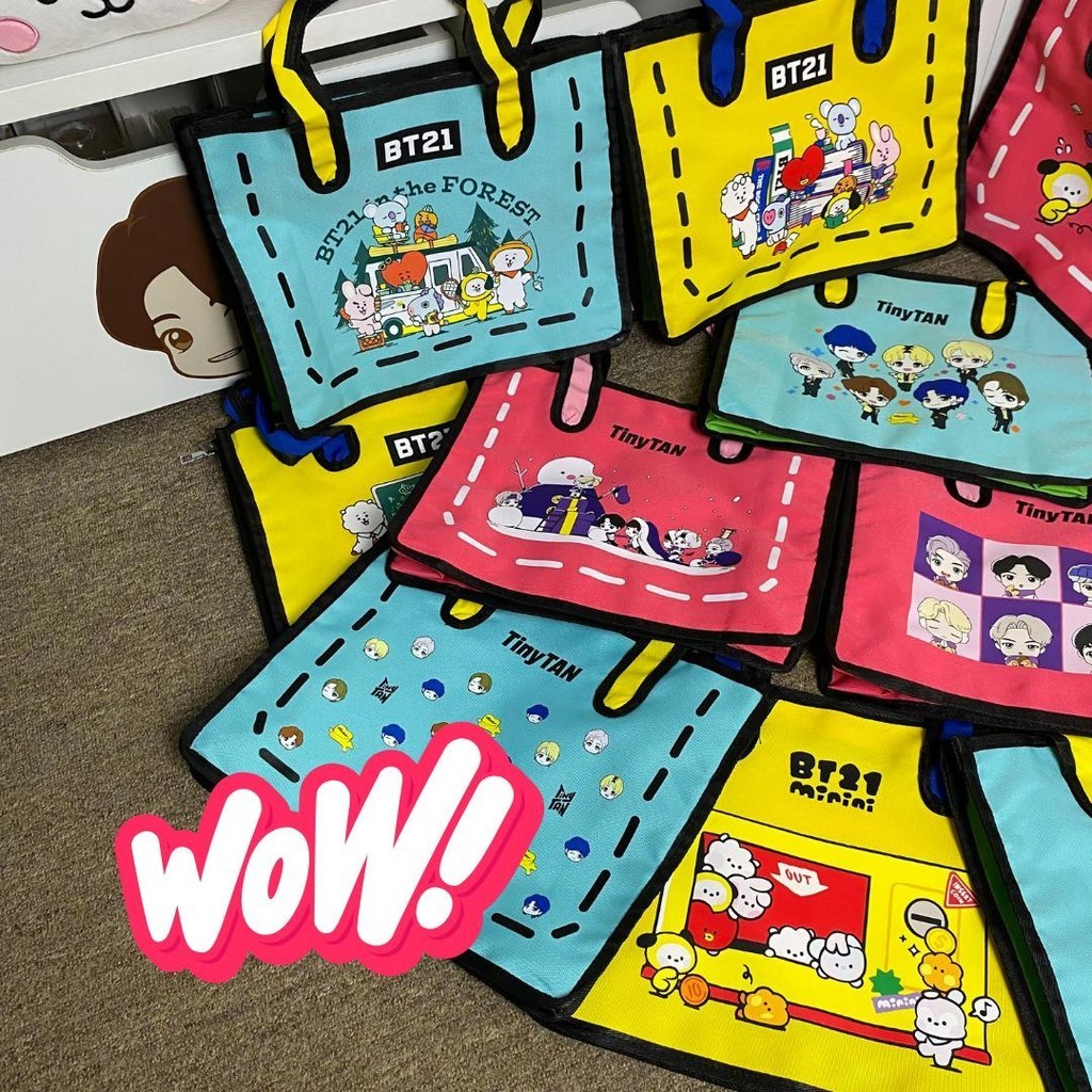 BTS Kpop Merch Canvas Tote Bag Shoulder Student School Lunch BTS BT21 ...