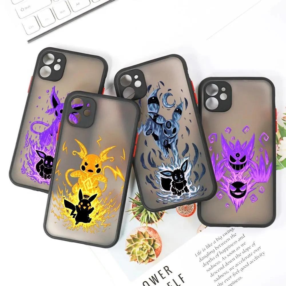 Pokemon Anime Cute Pikachus Eevee Luxury Colorful Phone Case For iphone ...