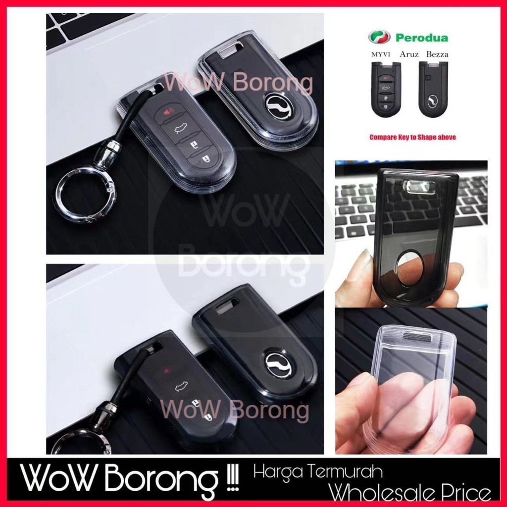 Perodua Aruz Axia Bezza Myvi TPU Transparent Silicone Soft Key Case Car ...