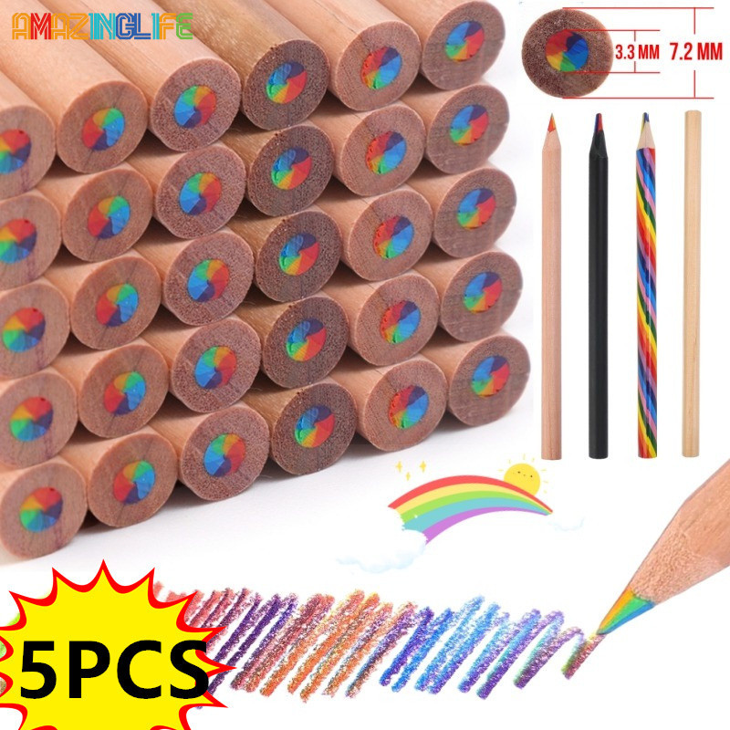 7 Colors Rainbow Core Pencil- High Quality Wooden Student Drawing Pen ...