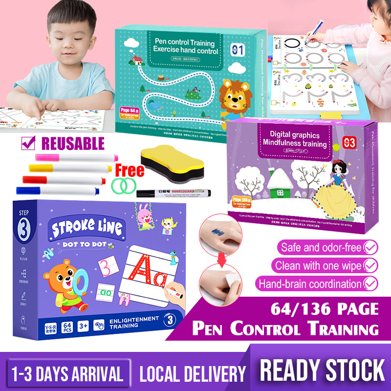 Kid Magical Tracing Workbook with Erasable Pen Control Educational Toy ...