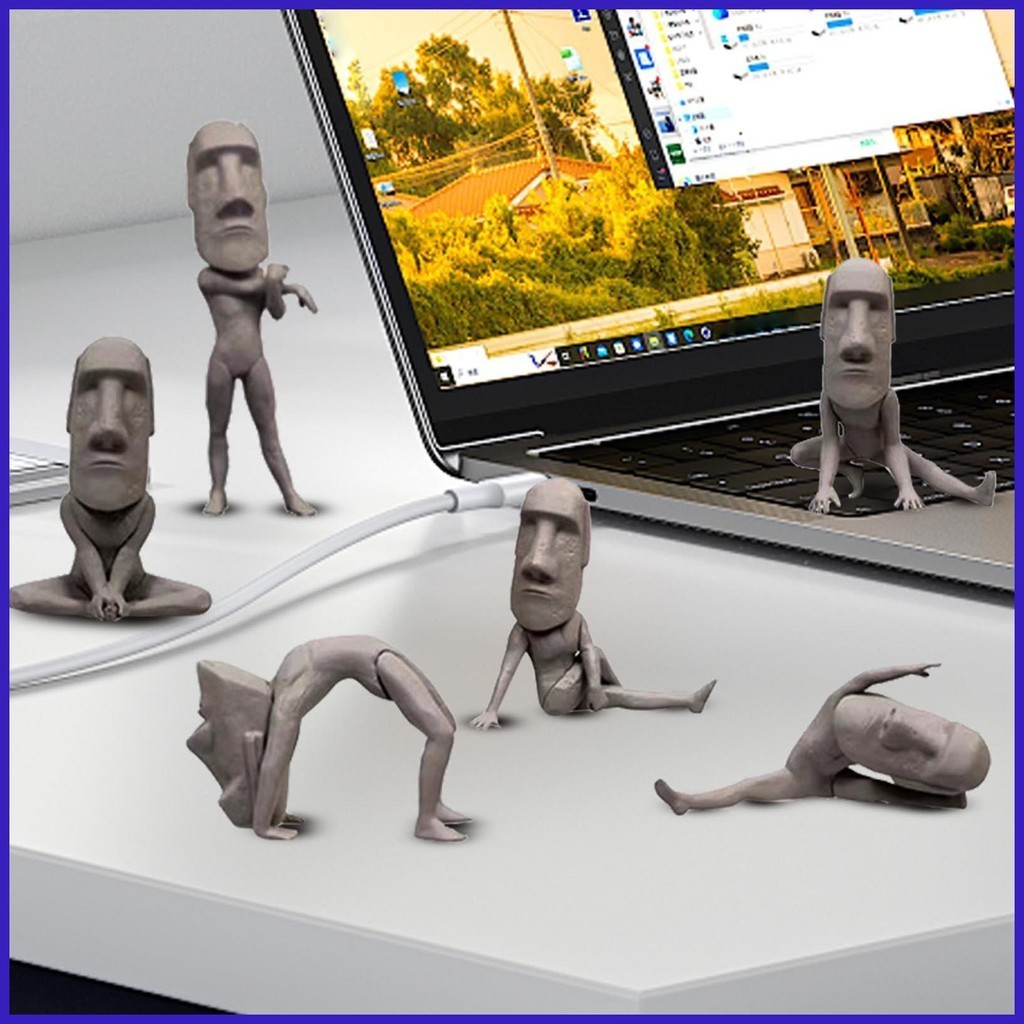 Moai Fitness Sculpture Easter Island Moai Sculpture 6pcs Stretching ...