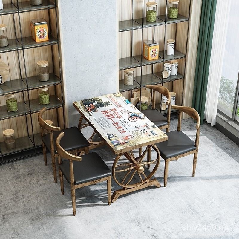 Fast Food Table Chair Combination Rectangular Fast Food Snack Bar ...