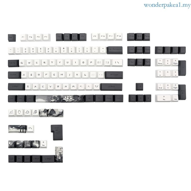 wonderpakea1 Ink Lotus Mechanical Keyboard Keycaps 124PCS OEM Profile ...