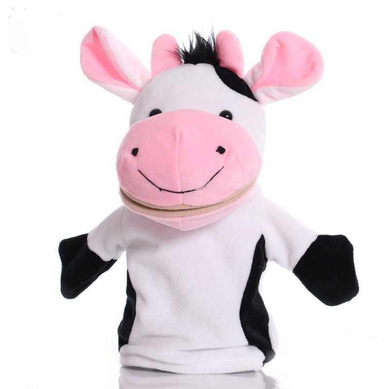 25cm Animal Hand Puppet Cute Cow Plush Toys Baby Educational Hand ...