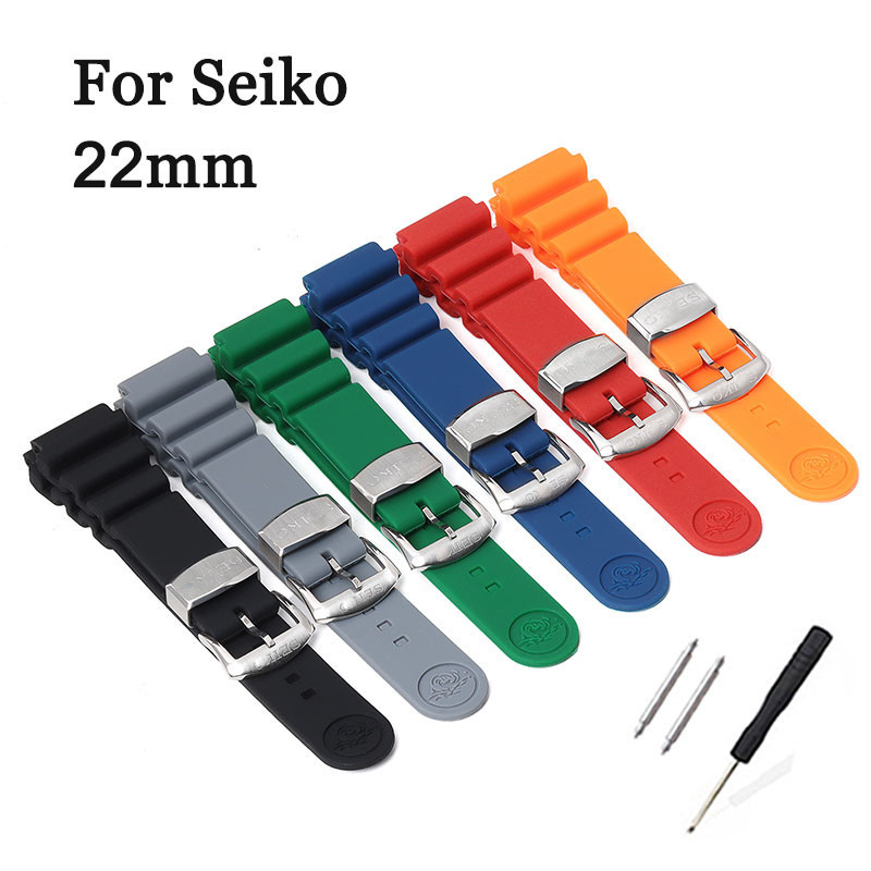 22mm Silicone Watch Strap for Seiko 5 Series Diving Diver Watch Band ...