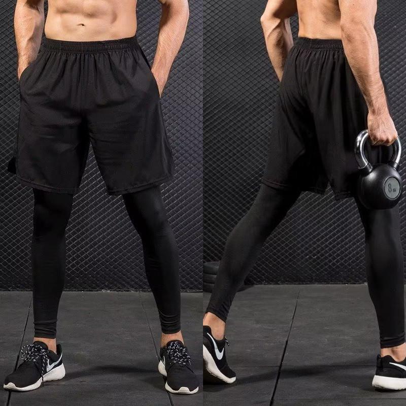 M-5XL Men's 2 in 1 Running Sport Pants Seluar Sukan Lelaki Gym Pants ...