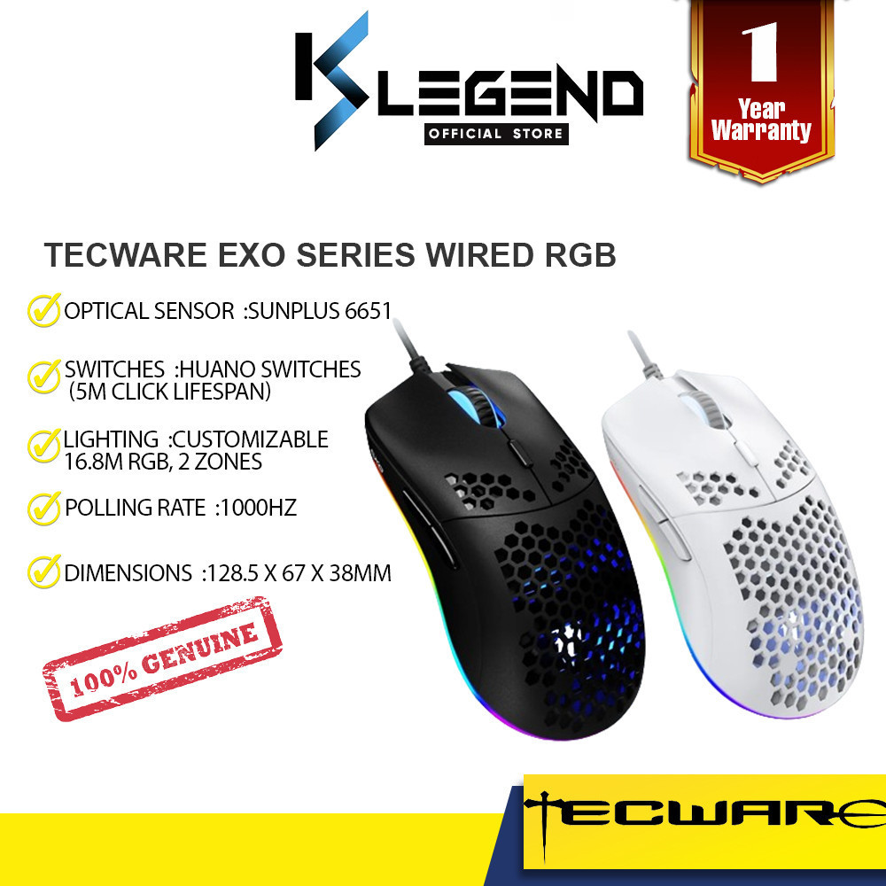 TECWARE EXO Series Wired RGB Light-weight Gaming Mouse [ EXO L PLUS ...