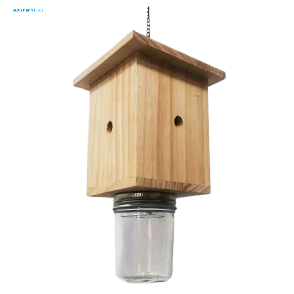 wutikanmi Bee Trap for Eaves Carpenter Bee Trap Cube Shape Wooden Bee ...