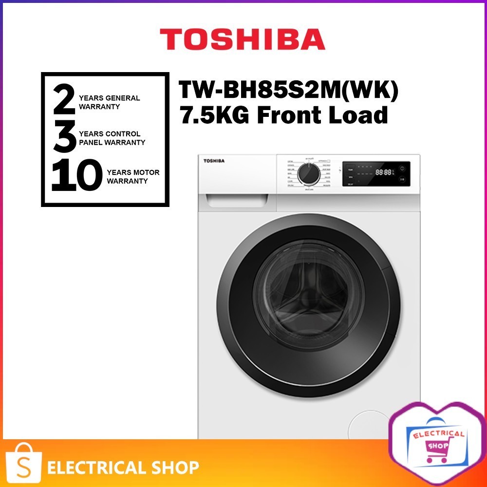 Toshiba 7.5KG Washing Machine Inverter Front Load TW-BH85S2M(WK) TWBH85S2MWK / TW-BL85A2M(SS ...