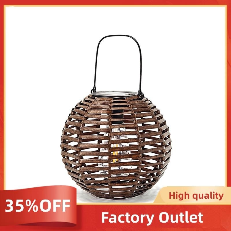 Solar Rattan Hanging Light Iron Rattan Woven Solar Light Yard ...