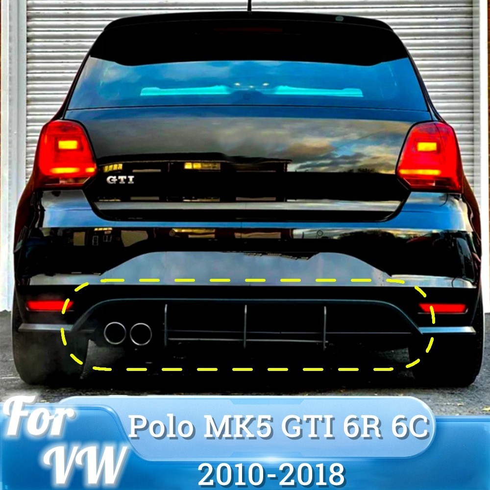 For VW Polo MK5 GTI 6R 6C Two/Four Door Facelift 2010-2018 Car Rear Bumper Diffuser Spoiler ...
