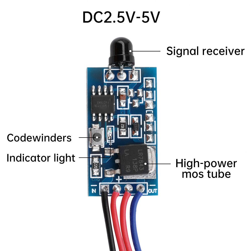 DC2.5V-5V/DC5V-24V Two Key Switch Infrared Remote Control Receiving ...