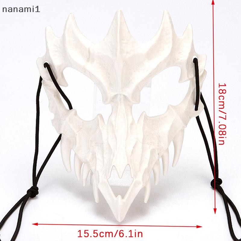 nanami1 Party Mask Long Teeth Demon Samurai Skeleton Half Face Mask ...