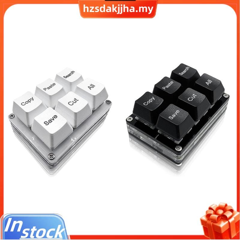 6Keys Copy Paste Search Save Cut Keyboard One Handed OSU Keypad Programmable Mechanical Shortcut ...
