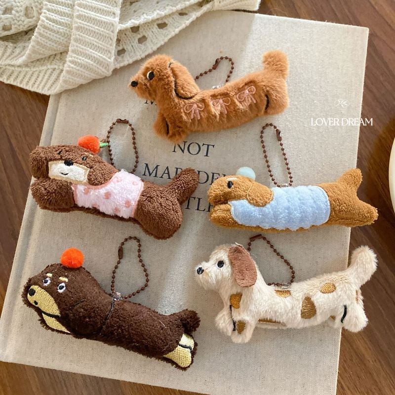 Cartoon Plush Dog Bead Chain Keychain Cute Matching Keychains Pendant ...