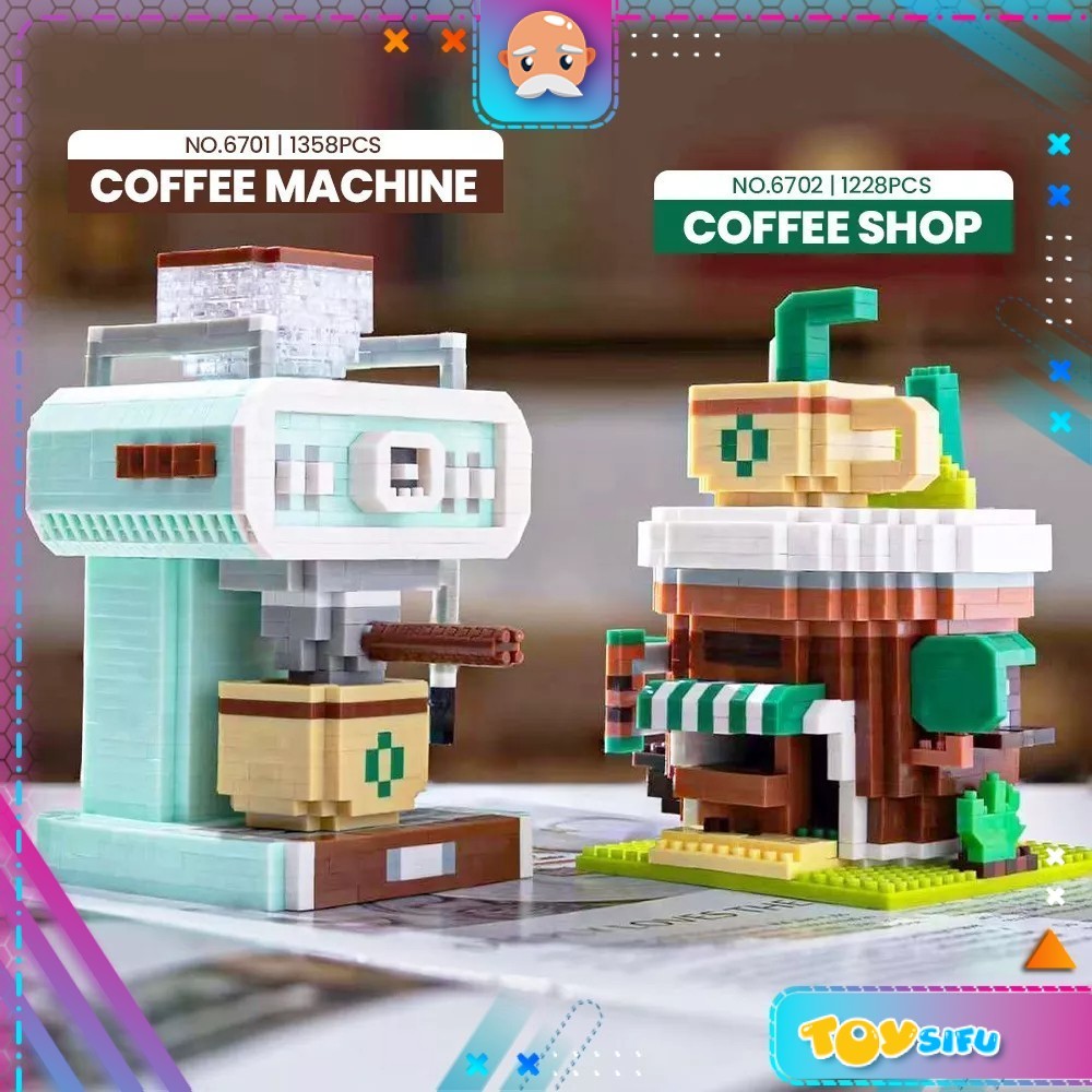 Coffee Shop Series Modern Coffee Machine Coffee Cup Cafe House Block ...