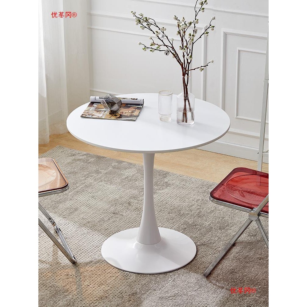 Meja Bulat Simple Tulip White Leisure Meja Mesyuarat Kopi Susu Teh ...