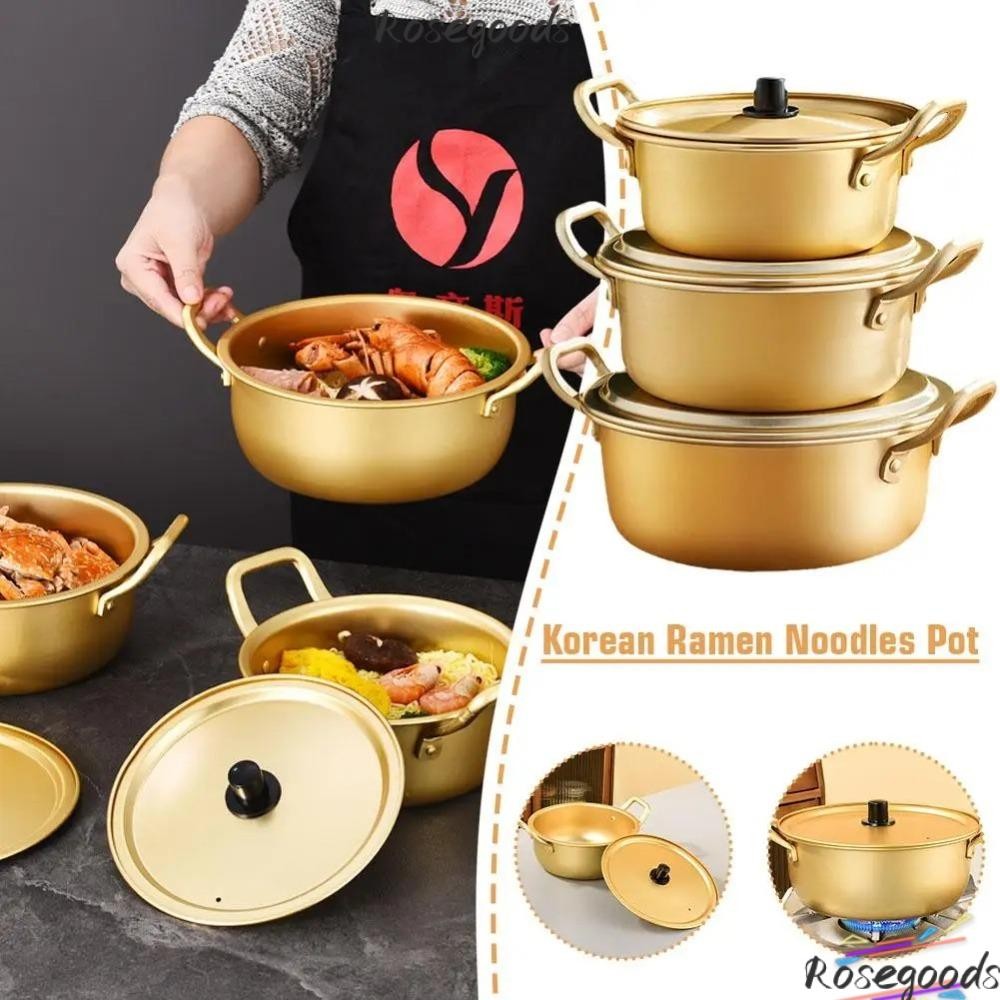 ROSEGOODS Soup Hot Pot, Gold Easy To Clean Ramen Noodle Pot, Korean ...
