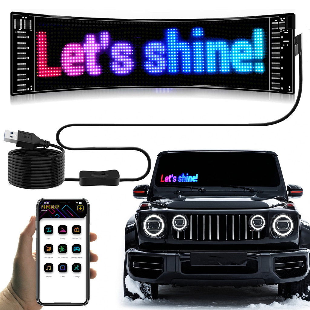 LED Display APP Bluetooth Car Mounted LED Flexible Screen LED Luminous ...
