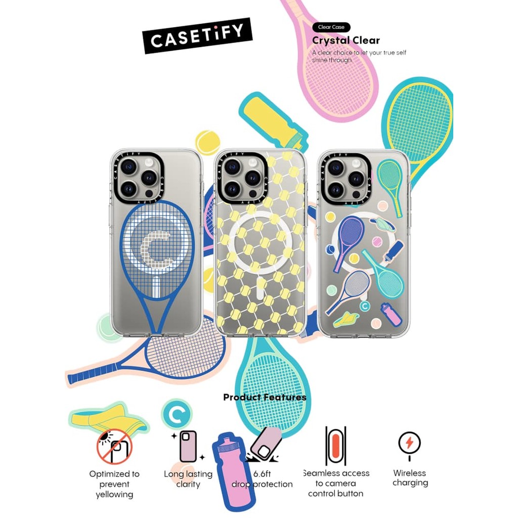 CASECASE X Tennis Case Impact Clear Magnetic suction Case for iPhone 16 ...