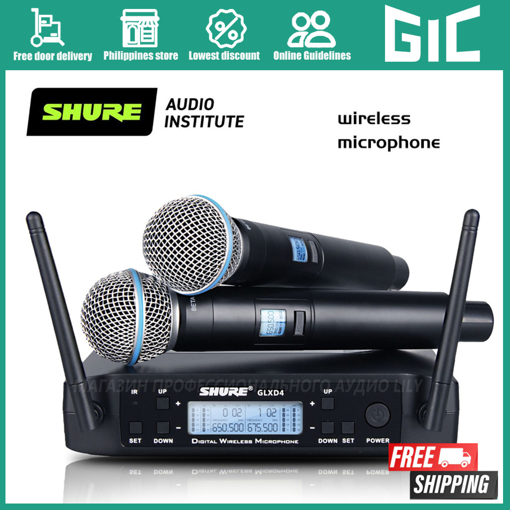 Shure GLXD4 Professional UHF Wireless Microphone for professional performances/Family party ...