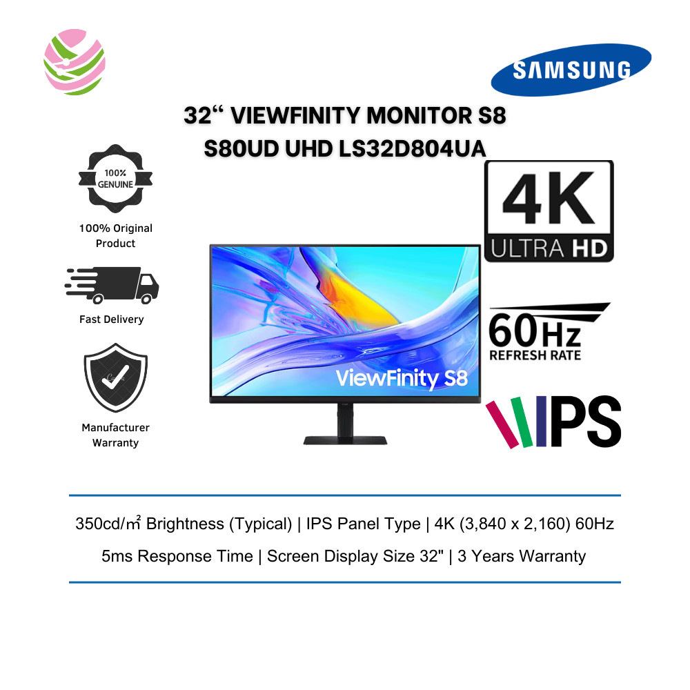 SAMSUNG 32" ViewFinity Monitor S8 S80UD UHD 4K 3840x2160 (5ms/60Hz/16:9 ...
