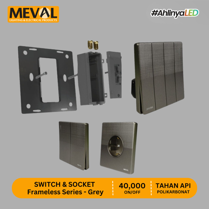 Meval Socket Switch and Minimalist Frameless Socket - Grey | Shopee ...
