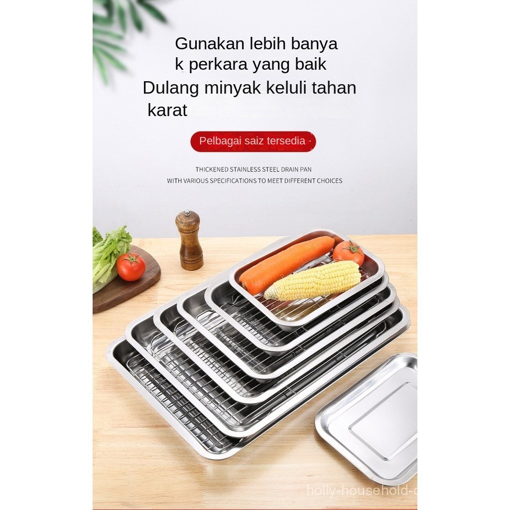 Stainless Steel Tray, Oil Control Tray with Mesh Rack, Thick Barbecue ...