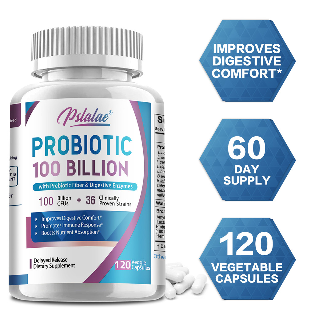 Pslalae Probiotics, with Organic Prebiotic Fiber and Enzymes, Digestion ...