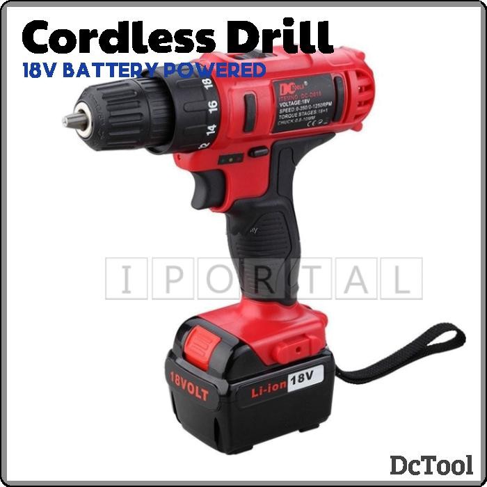 DCTOOLS 18V Cordless DRILL Rechargeable Electric Power Tool Set ...