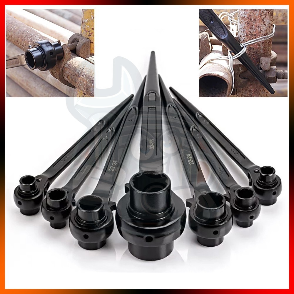 Double Head Scaffolding Ratchet Wrench 12 Point Nut Bolt Spannar ...