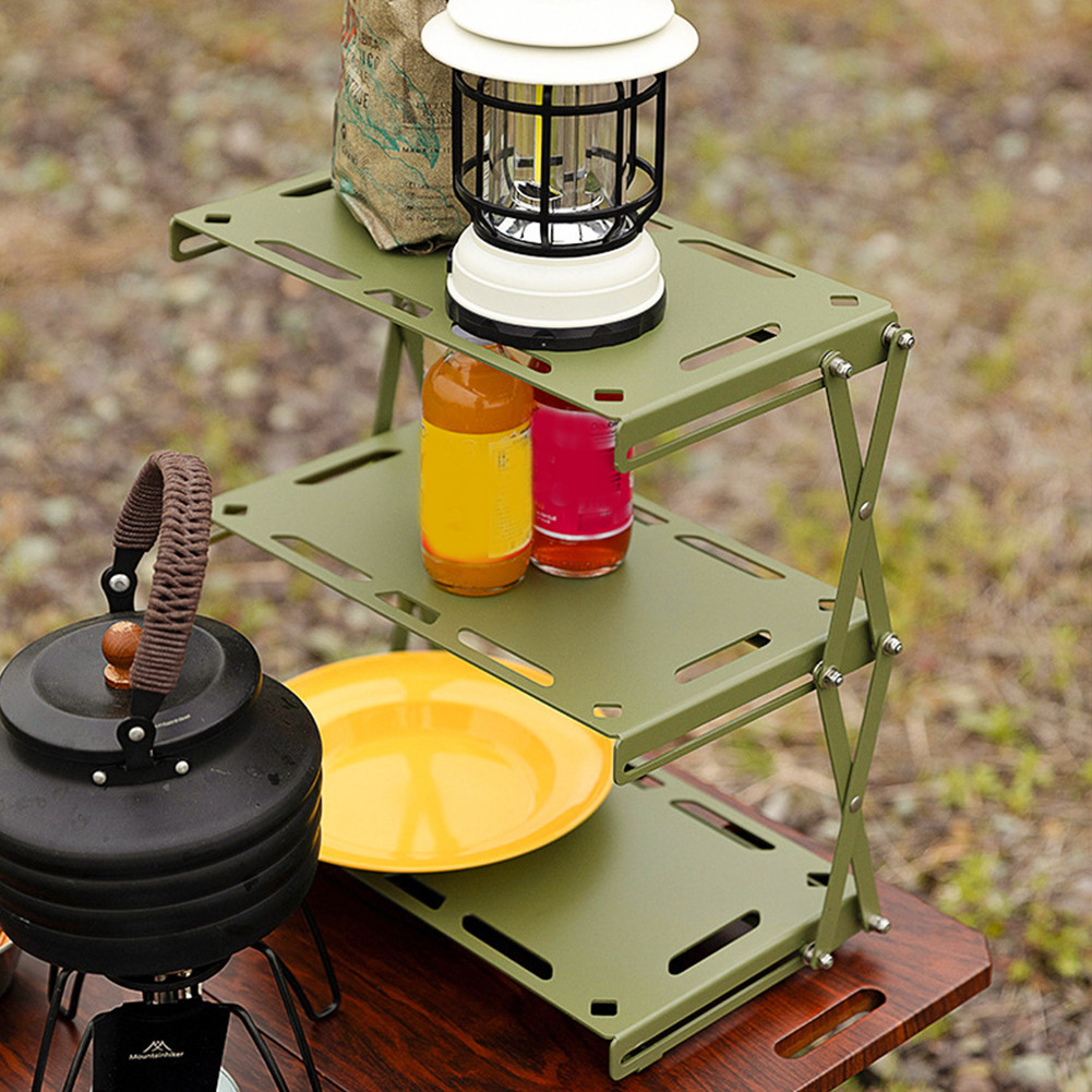 3 Tier Foldable Camping Rack Aluminum Alloy Folding Storage Rack for ...