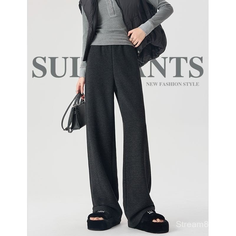 Herringbone Pattern Wool Pants [Same Style Wide-Leg Pants Autumn Winter ...