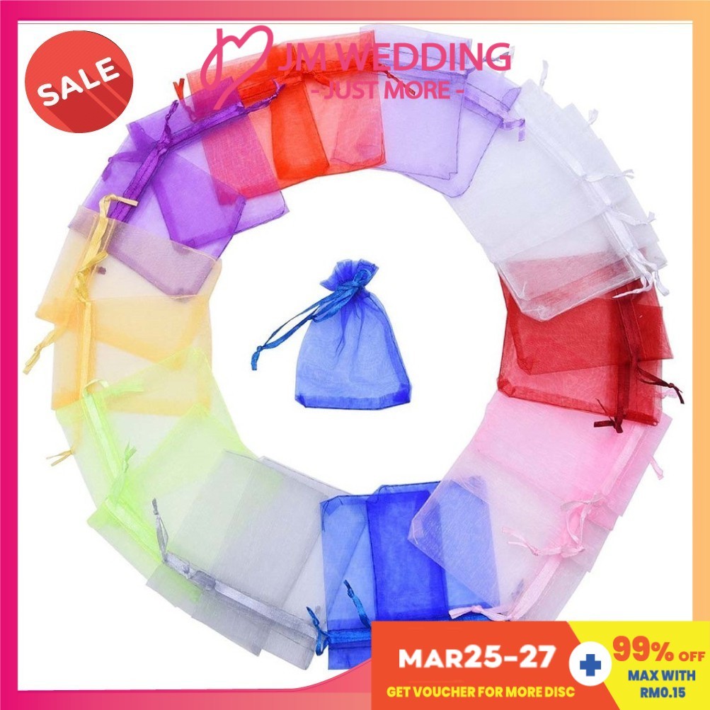 100Pcs 7x9/10x8/10x15cm Organza Pouch Sheer Pouch Bag Favor Gift Candy ...