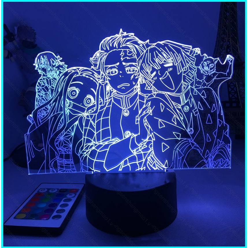 PS1 Demon Slayer Night Light Anime 3D Lamp Remote Touch LED Charging ...