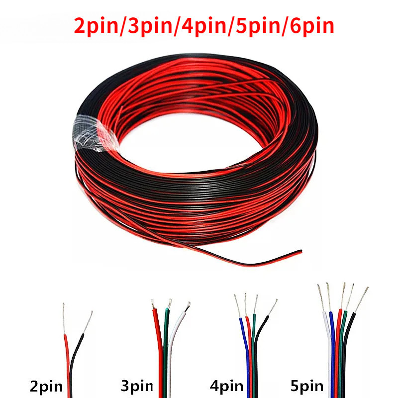 5m-20m 2pin 3pin 4pin 5pin LED Cable Extension Extend Cord Connector ...