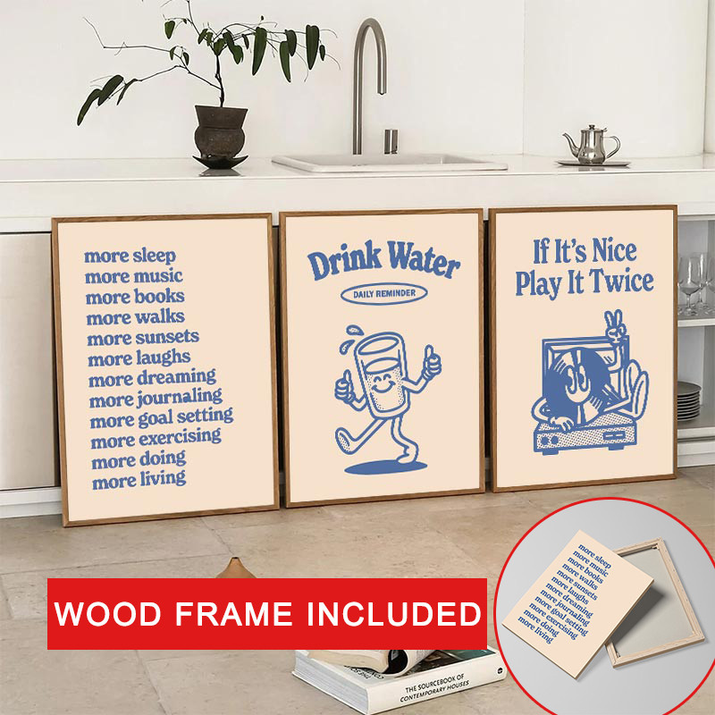 （With Frame）Music Groovy Record Player Wall Art Poster with Frame Cute ...