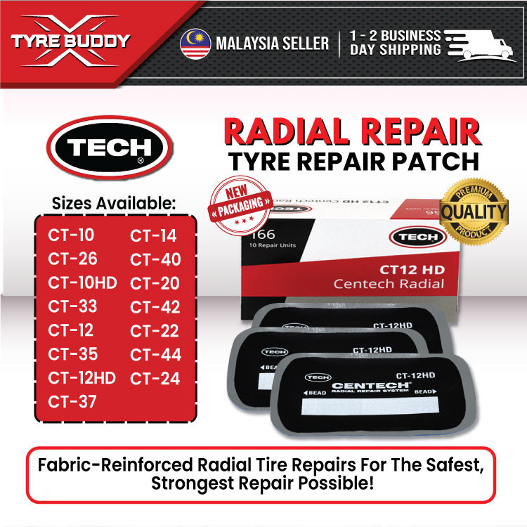 TECH Radial Repair Tyre Patch; CT-10HD; CT-12HD; CT-14; CT-20; CT-22 ...