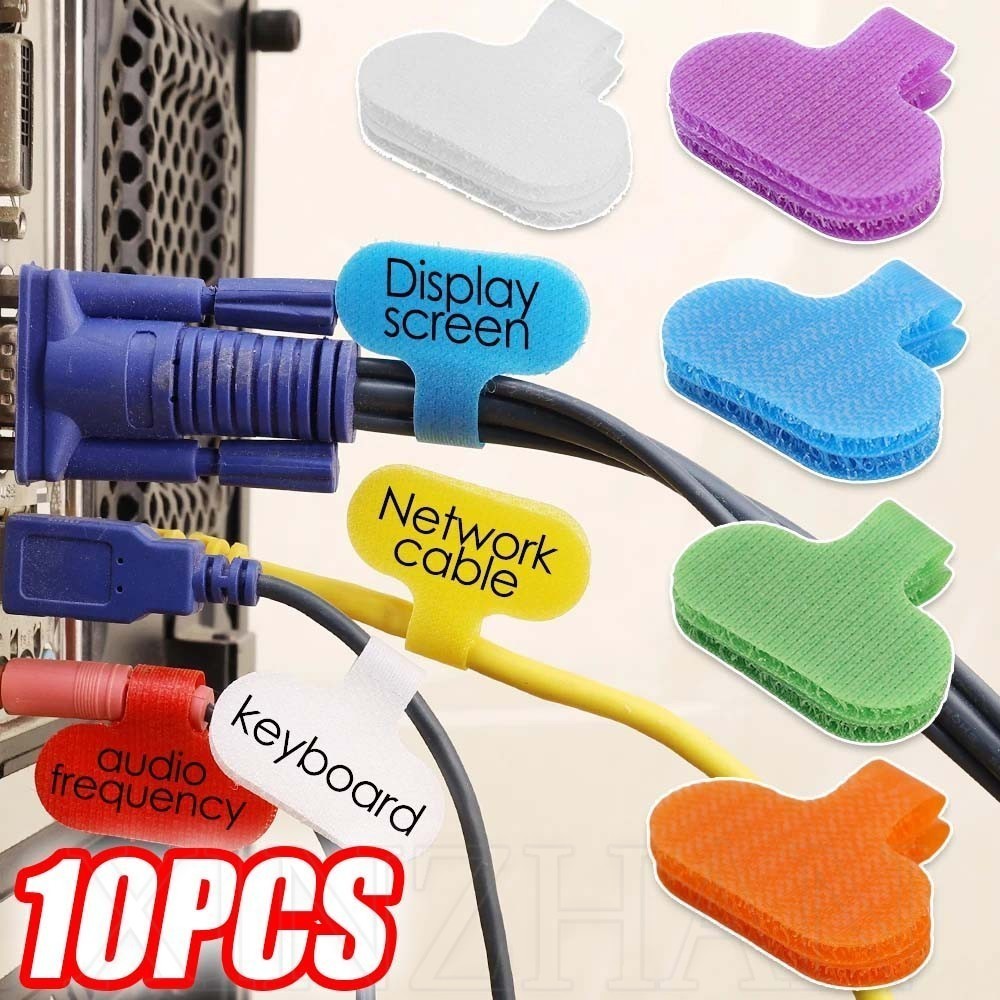 10Pcs Self-locking Cable Tags - Writable, Reusable, Nylon, Oval - Multi ...