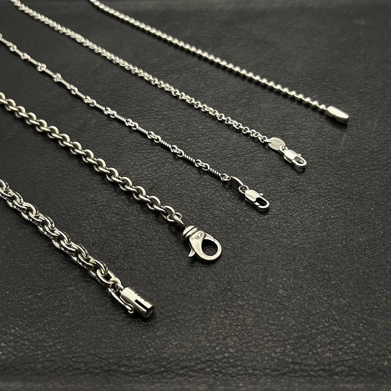 Necklace/925 Silver Single Chain Retro Hip Hop Thick Letter Chain/Cross ...