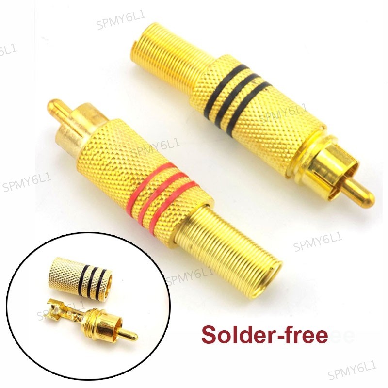Gold Plated RCA Connector Plug Audio Male Connector Solder-free RCA ...