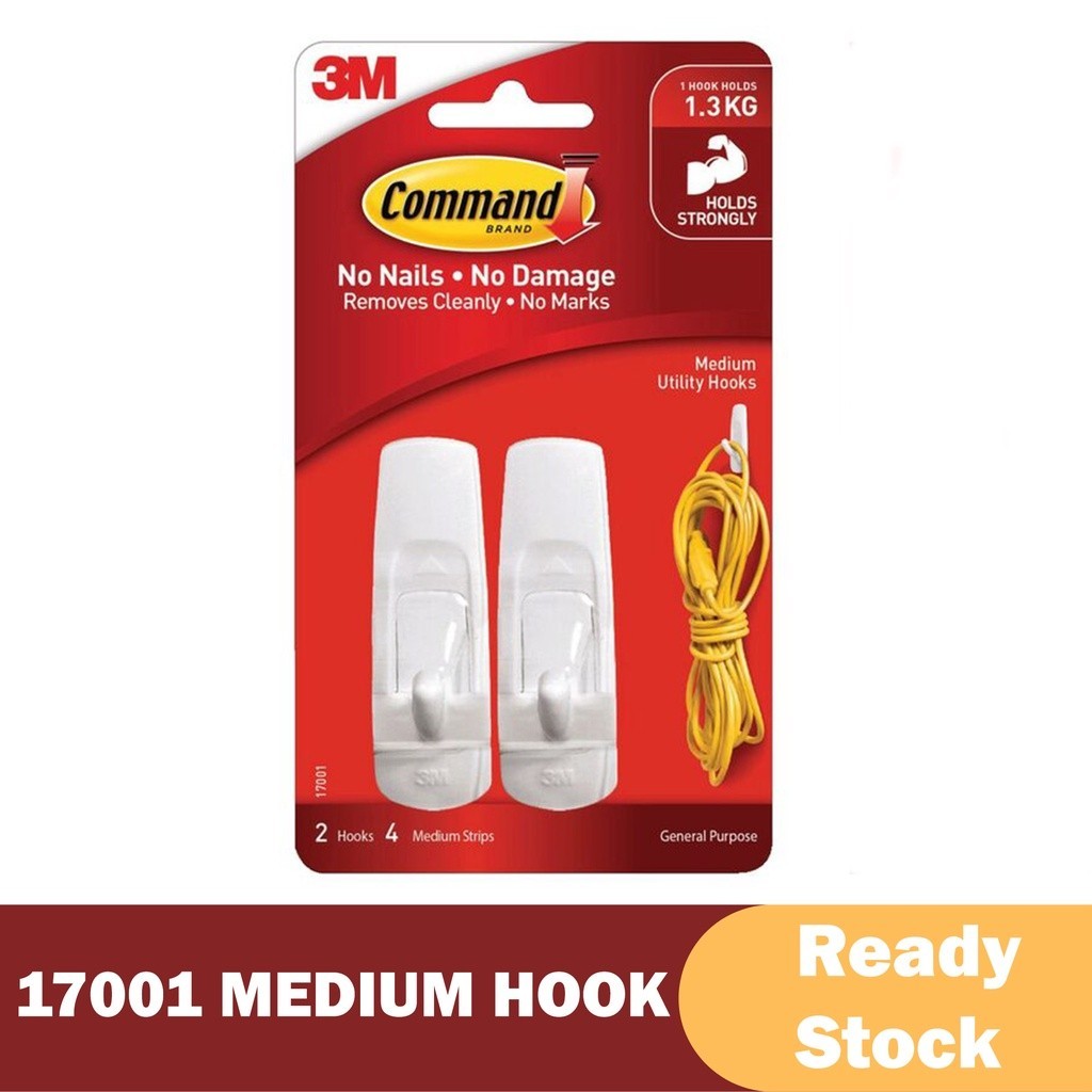 3M Command 17001 1kg Organize Hook Wall Organizer General Purpose Coat Command™ Medium Utility ...