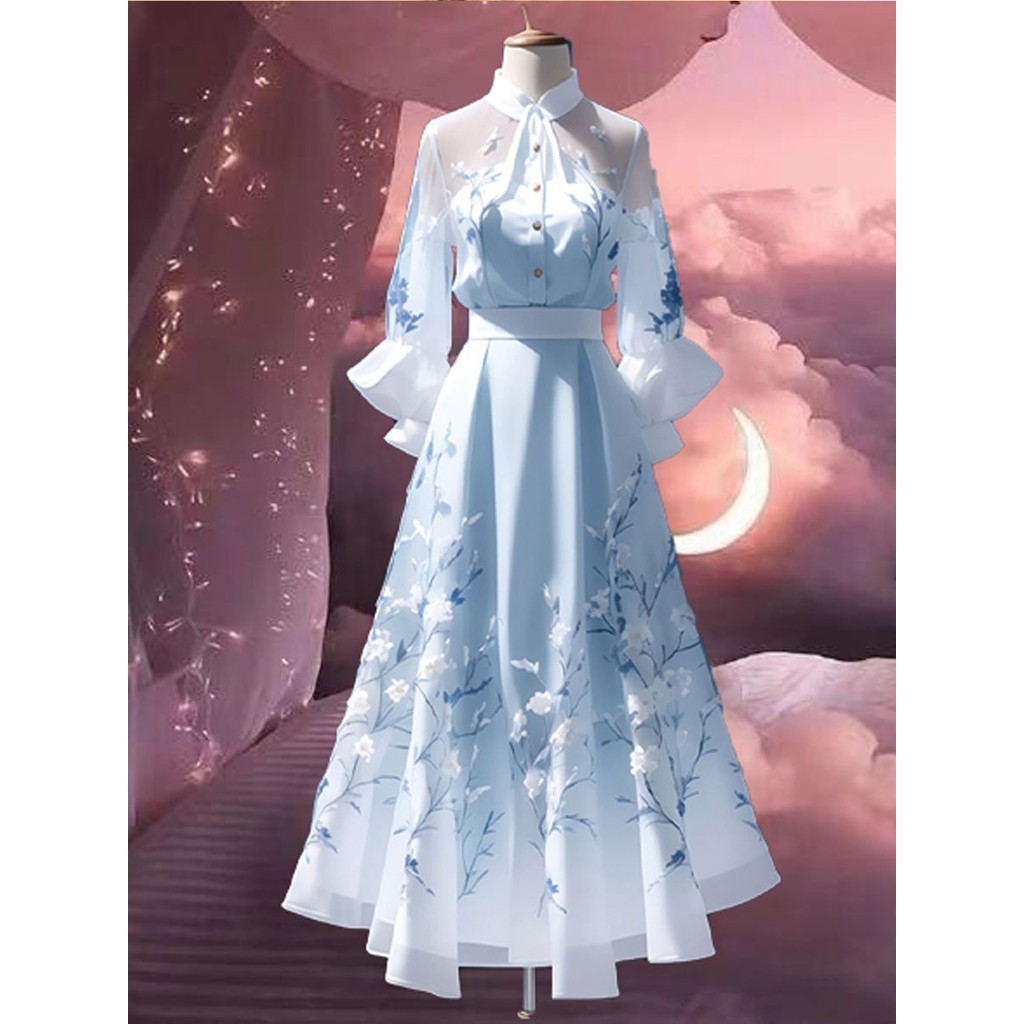 Spring Chinese Style Hanfu Dress Suit Female Improved Retro Elegant Top ...