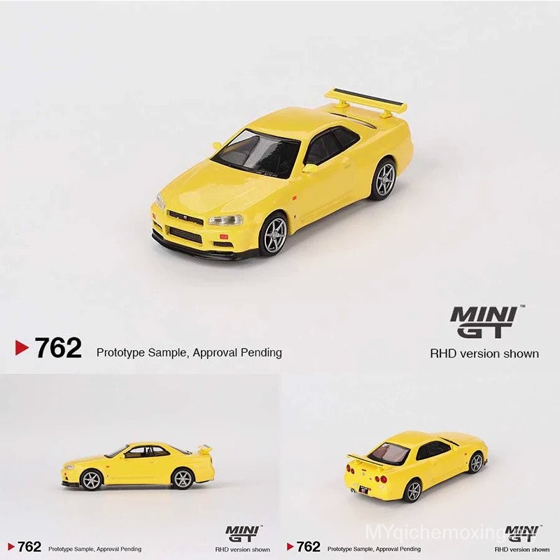 PreSale MINIGT 762 1:64 Skyline GTR R34 V Spec Lightning Yellow Diecast ...