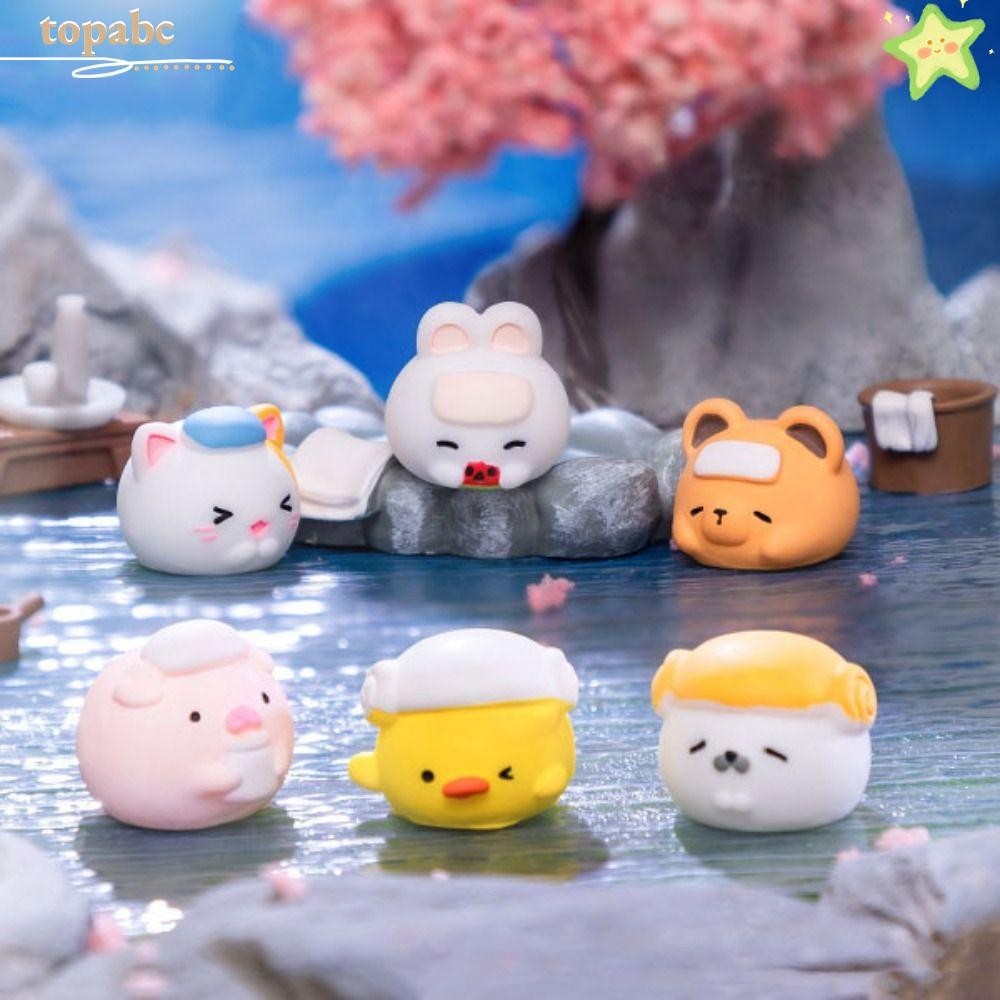 TOPABC Miniature Animal Figurines, Hot Springs Resin Cartoon Bathing ...