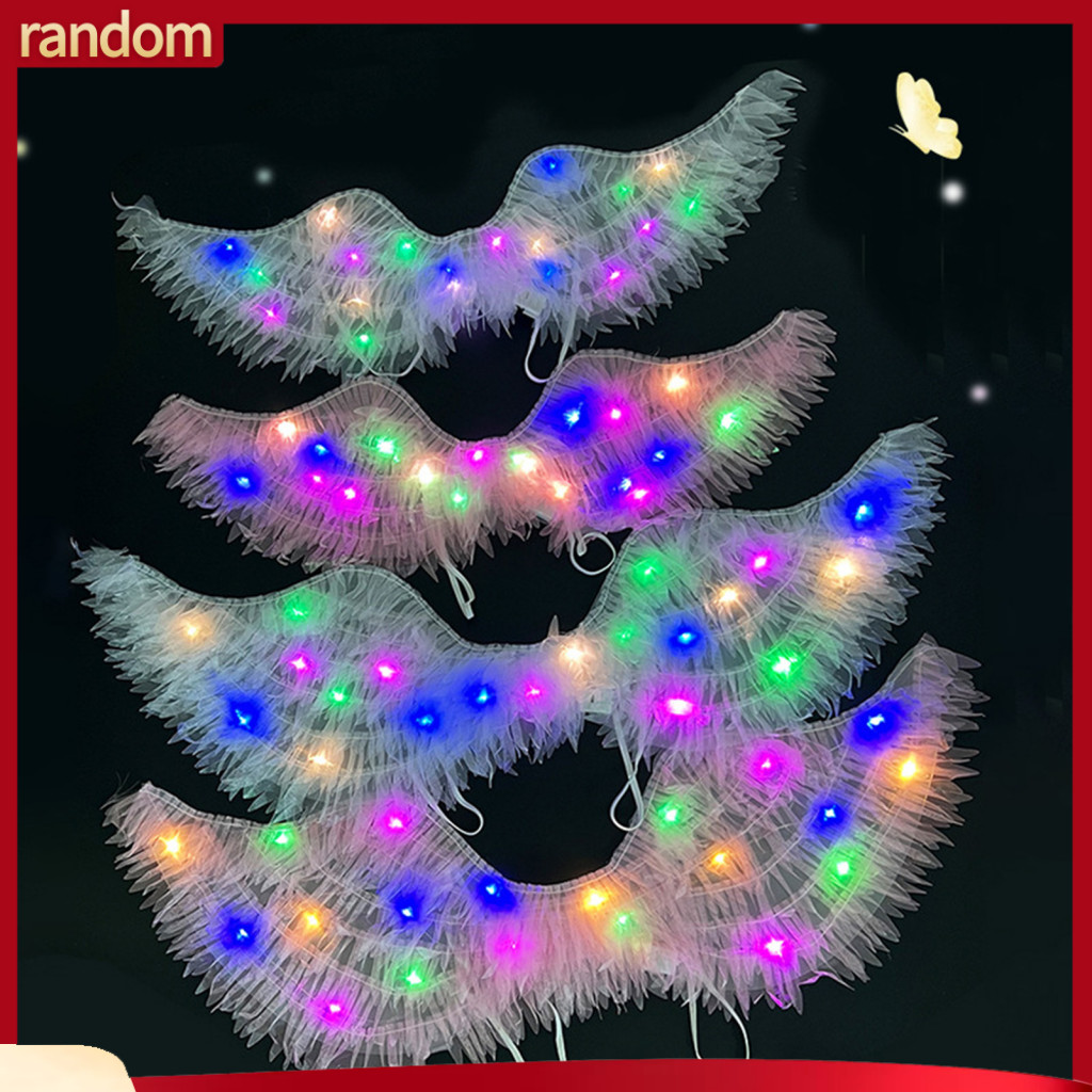 RAN Lightweight Angel Wing Fairy Wing Prop Colorful Led Light Up Angel ...