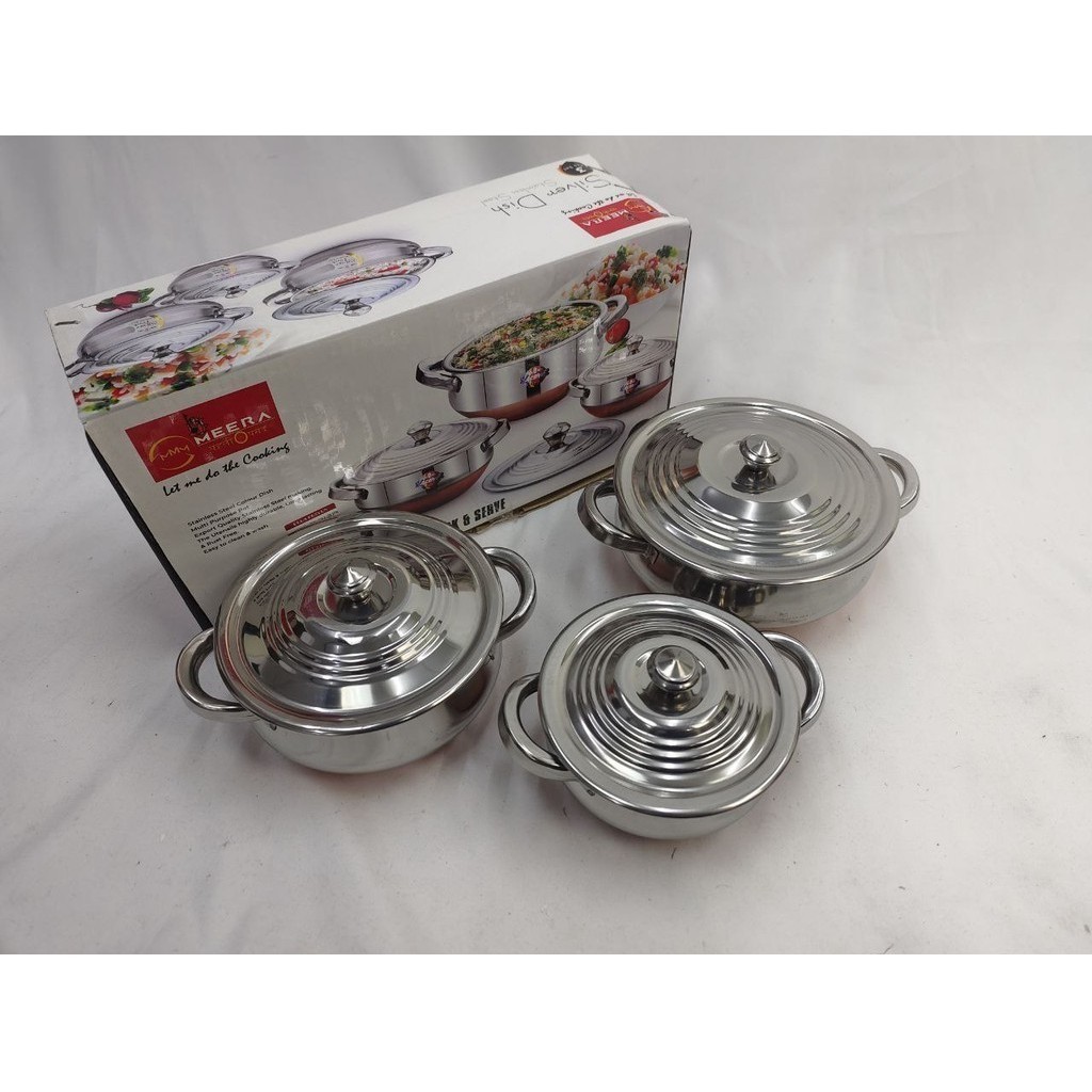 Activa Gold Silver Stainless Steel Stock Pot Food/ Curry Containers ...