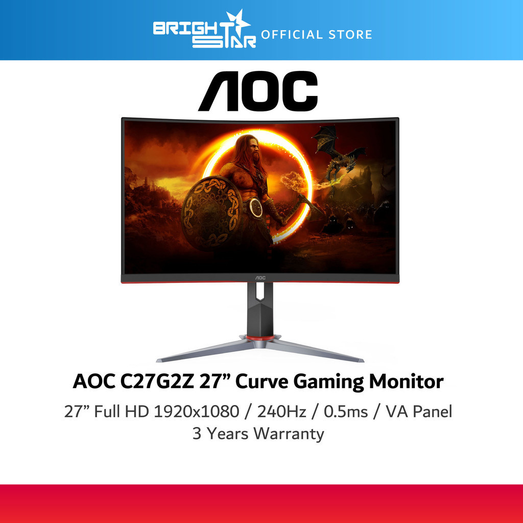 AOC C27G2Z Curved Gaming Monitor - 27" FHD 1920x1080/240Hz/VA Panel/1ms ...
