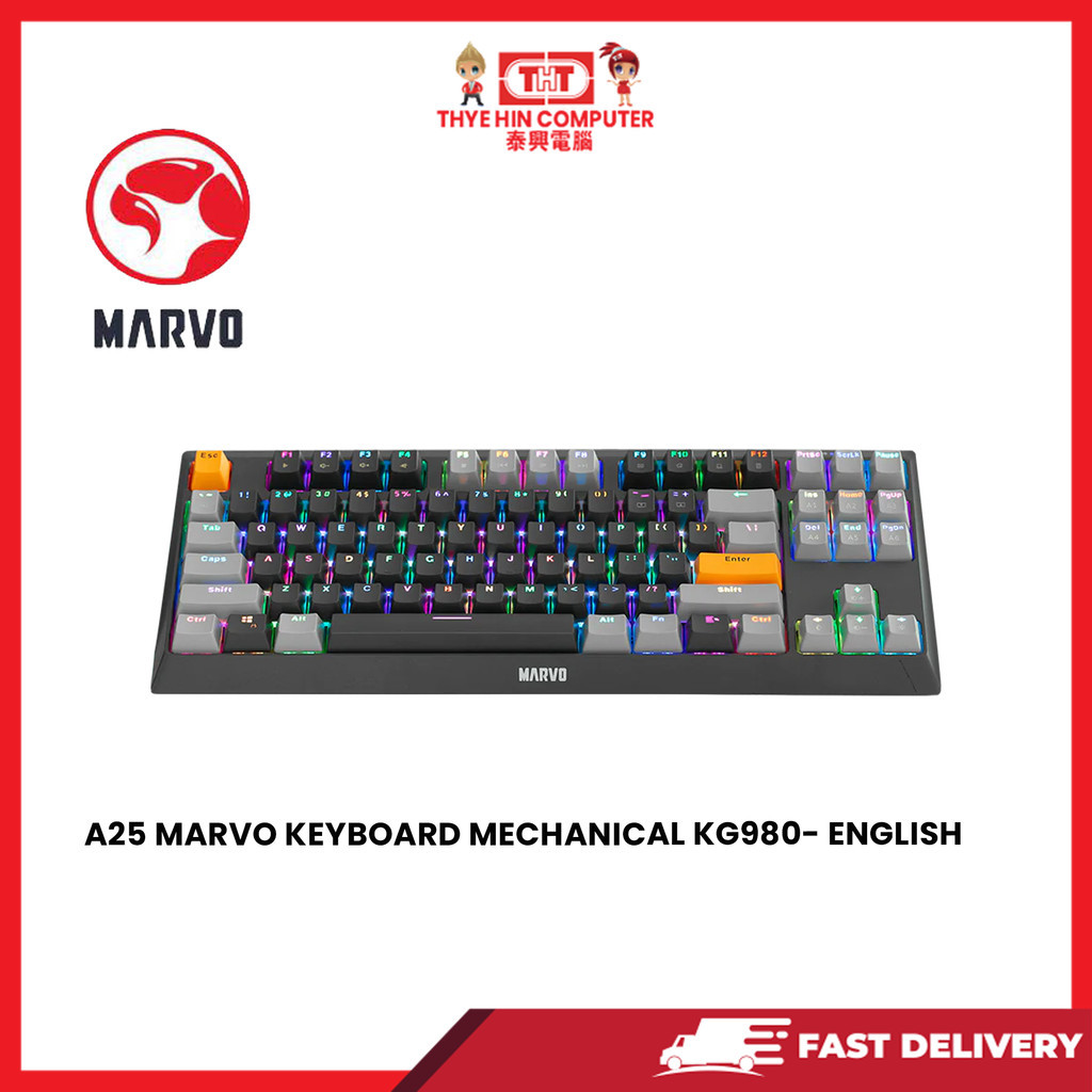 A25 MARVO KEYBOARD MECHANICAL KG980- ENGLISH | Shopee Malaysia